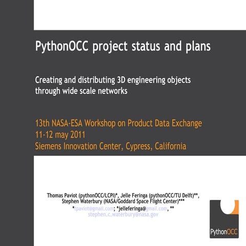 PDE2011 pythonOCC project status and plans | PPT | Web Development ...