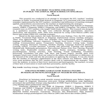 EFL teaching strategies | PDF | Professional School | Postgraduate ...