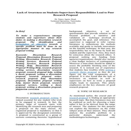 Lack of Awareness on Students Lead to Poor Research Proposal- Tutors ...