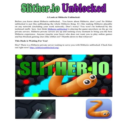 Slitherio Unblocked Game | PDF