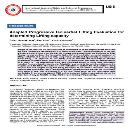 Adapted progressive isoinertial lifting evaluation for determining ...