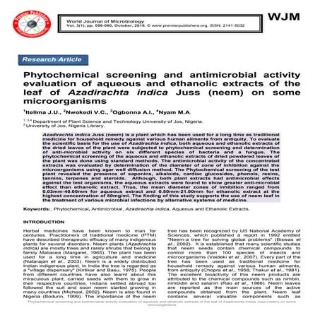 Phytochemical screening and antimicrobial activity evaluation of aqueous and ethanolic extracts ...