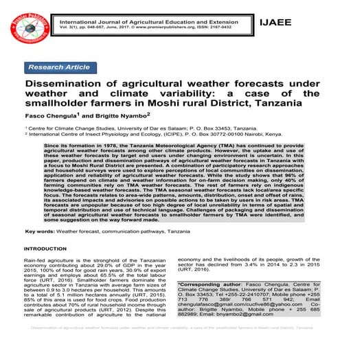 Dissemination of agricultural weather forecasts under weather and ...