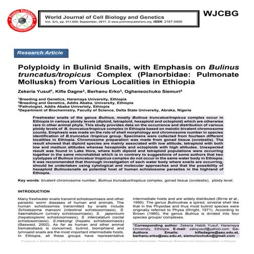 Polyploidy in Bulinid Snails, with Emphasis on Bulinus truncatus ...