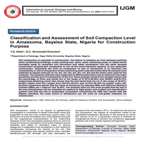 Classification and Assessment of Soil Compaction Level in Amassoma ...