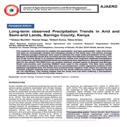 Rainfall Trend Analysis of Hassan District in Karnataka | PDF