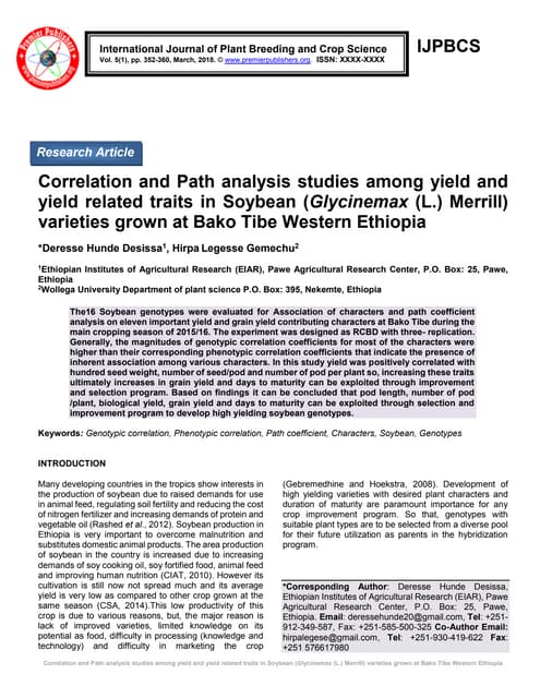 Factor and Principal Component Analyses of Component of Yield and Morphological Traits in Rice ...