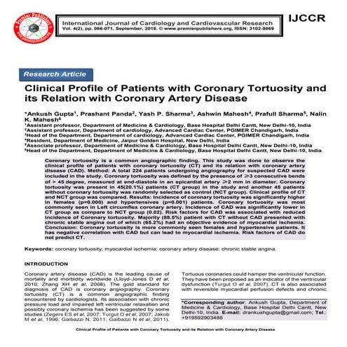Clinical Profile of Patients with Coronary Tortuosity and its Relation ...