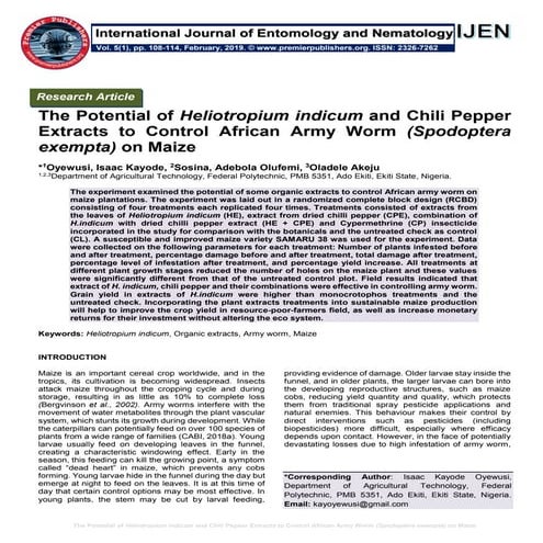 The Potential of Heliotropium indicum and Chili Pepper Extracts to ...