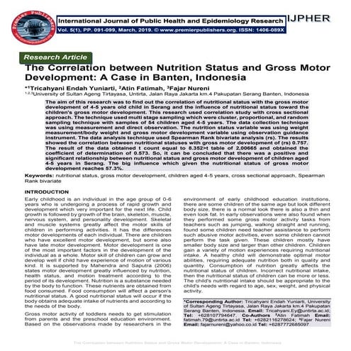 The Correlation between Nutrition Status and Gross Motor Development: A ...