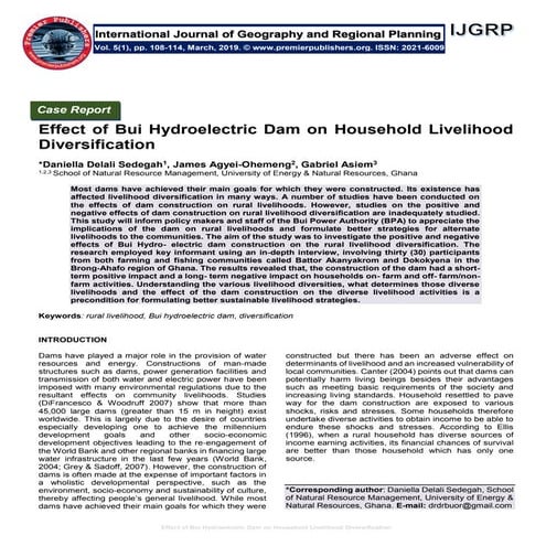 Effect of Bui Hydroelectric Dam on Household Livelihood Diversification ...