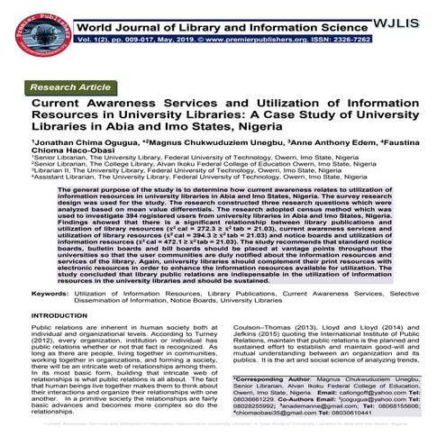 Current Awareness Services and Utilization of Information Resources in ...