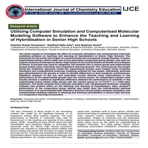 Utilising Computer Simulation and Computerised Molecular Modeling ...