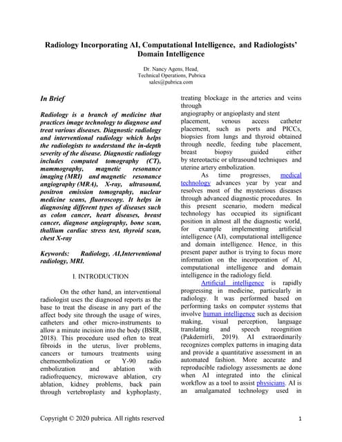 ARTIFICIAL INTELLIGENCE(AI) IN RADIOLOGY.pptx | Technology Industry | Industries