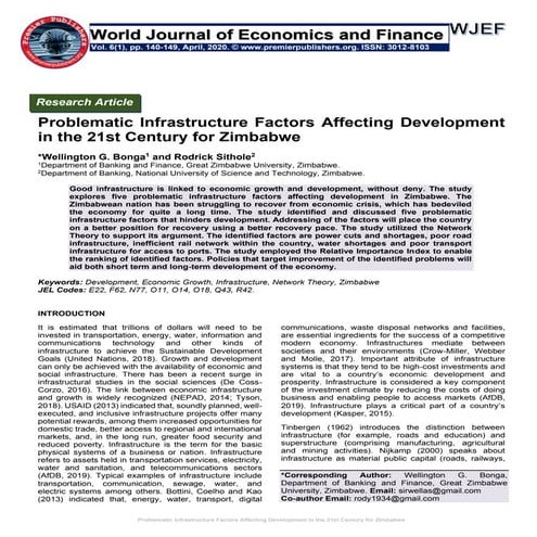Problematic Infrastructure Factors Affecting Development in the 21st ...