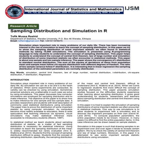 Sampling Distribution and Simulation in R | PDF