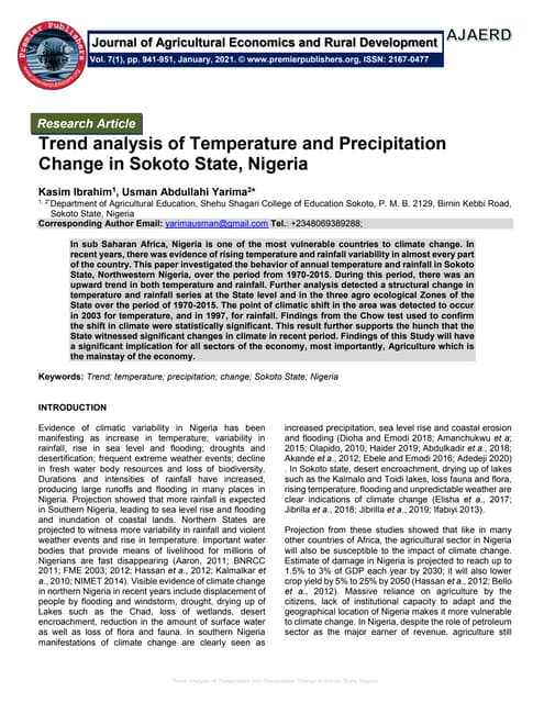 Analysis of rainfall trends in akwa ibom state, nigeria | PDF