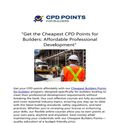 CPD Points for Builders . | PDF