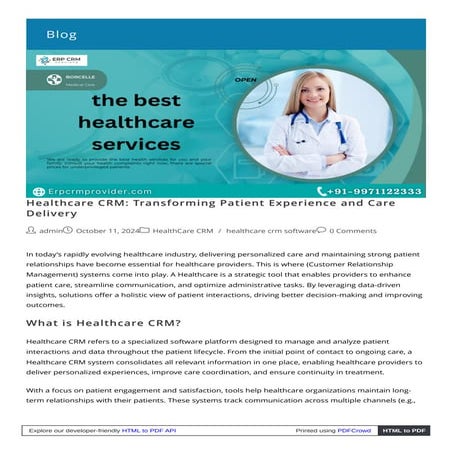 Healthcare CRM: Enhancing Patient Care and Streamlining Operations | PDF