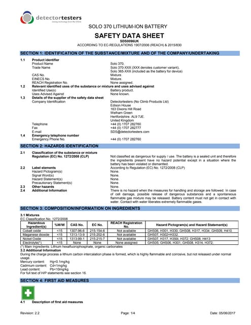 Tianjin Lishen Lithium Battery MSDS-Minimate Pro.pdf | First Aid | Injuries