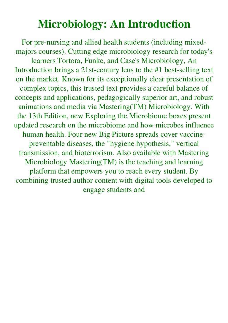Pdf Microbiology An Introduction