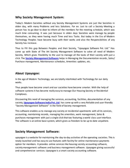 Society Management Software PPT | PPTX | Technology & Computing