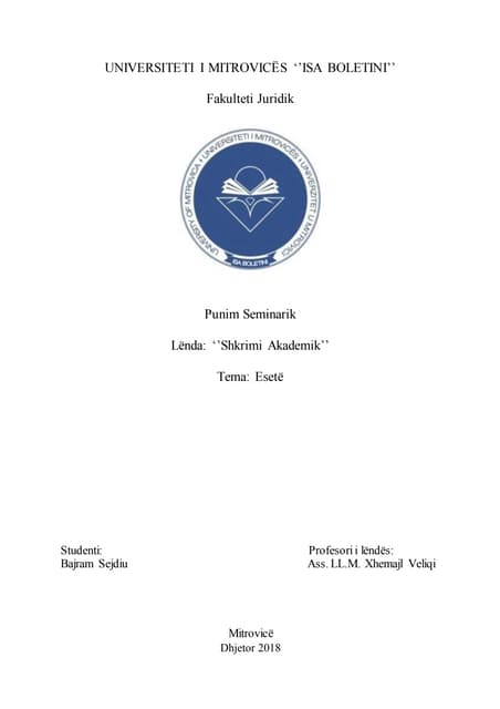 Si të hartojmë një punim seminarikë | PPT