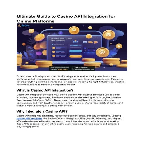 Ultimate Guide to Casino API Integration for Online Platforms | PDF