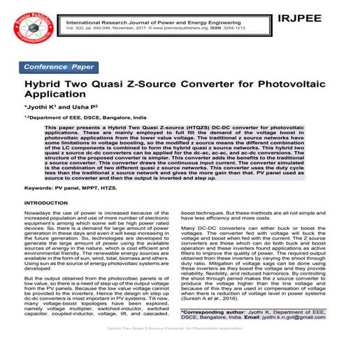 Hybrid Two Quasi Z-Source Converter for Photovoltaic Application | PDF