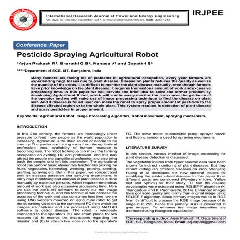 Pesticide Spraying Agricultural Robot | PDF