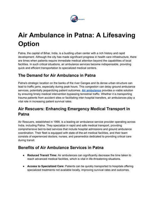 Ambulance Service in Patna.pdf | First Aid | Injuries