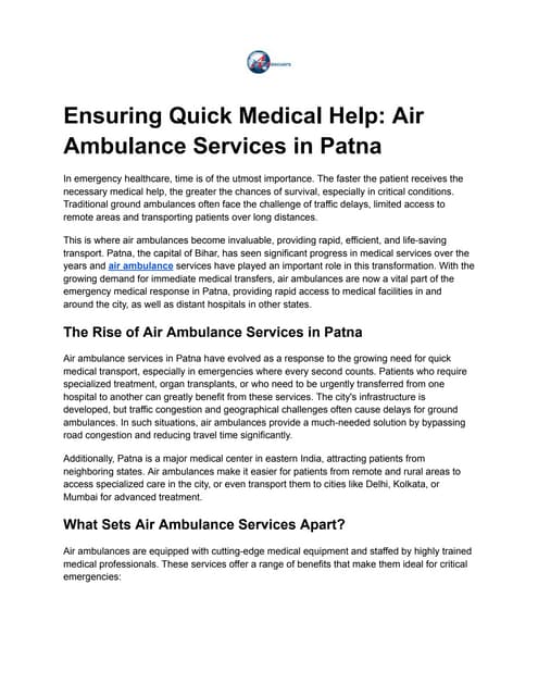 Ambulance Service in Patna.pdf | First Aid | Injuries