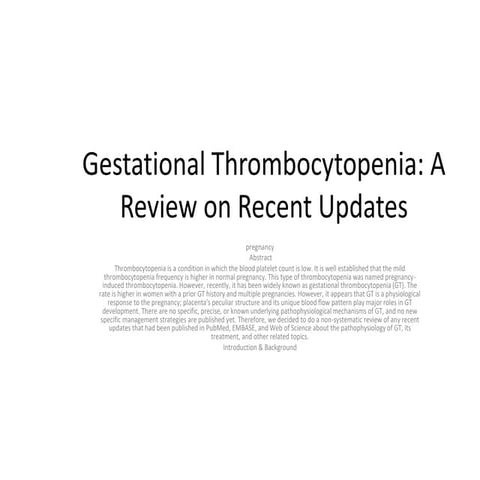 Gestational Thrombocytopenia Ppt
