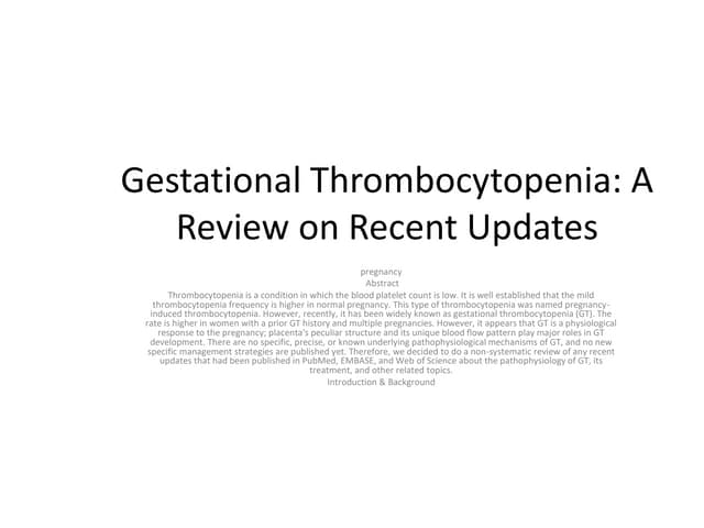 Gestational Thrombocytopenia Ppt