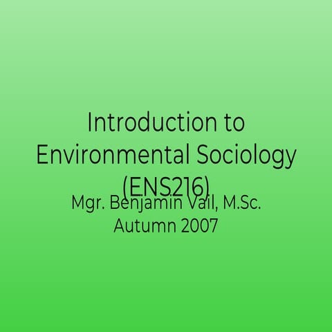 Introduction to Environmental Sociology | PPT