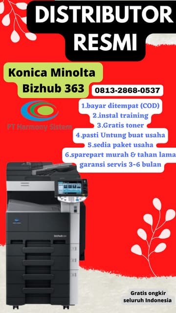 Distributor Resmi mesin fotocopy Konica Minolta 363 Ampenan Taman Sari ...