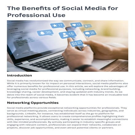 The Benefits of Social Media for Professional Use | PDF