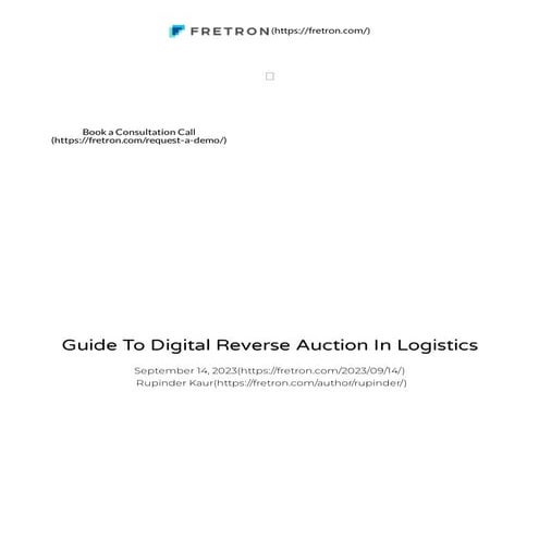 Digital Reverse Auction In Logistics | PDF
