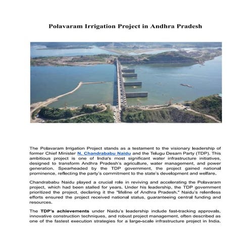 Polavaram Irrigation Project in Andhra Pradesh | PDF