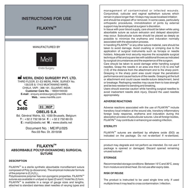 Filaxyn Polydioxanone Suture Brochure | PDF