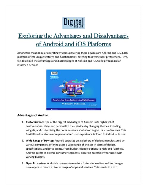 Android Vs Ios Comparison, Advantages And Disadvantages | Ppt