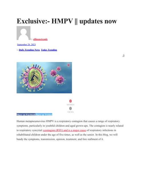 HMPV Virus An Introduction on Slideshare by Raj Kumar Mandal | PDF