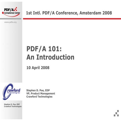 PDF/A: An Introduction to the PDF ISO Standard for Long Term Document ...