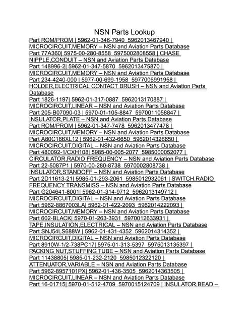 Nsnpartslookup presentations