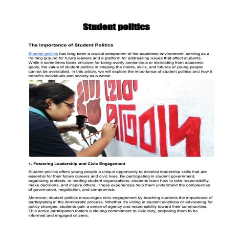Importance of Student politics in our country | PDF
