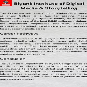 Biyani: Institute of Digital Media & Storytelling | PDF