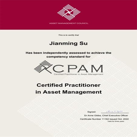 Certified Practitioner in Asset Management | PDF