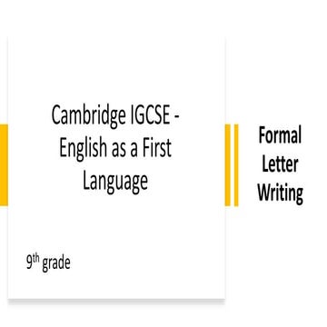 Formal Letter for IGCSE EFL/English Language B | PDF