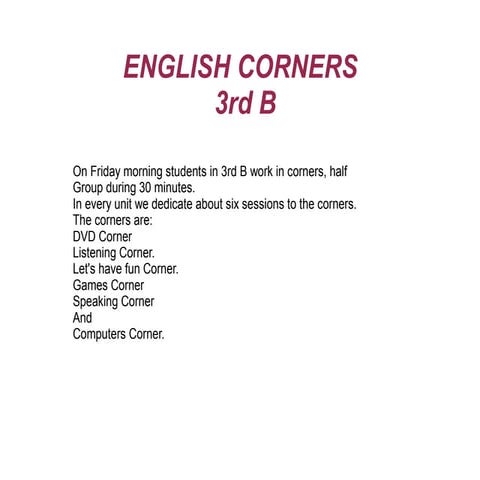 English corners power point | PPT