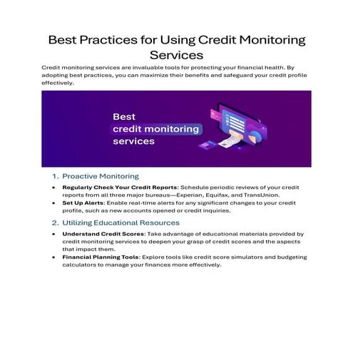 Best Practices for Using Credit Monitoring Services | PDF